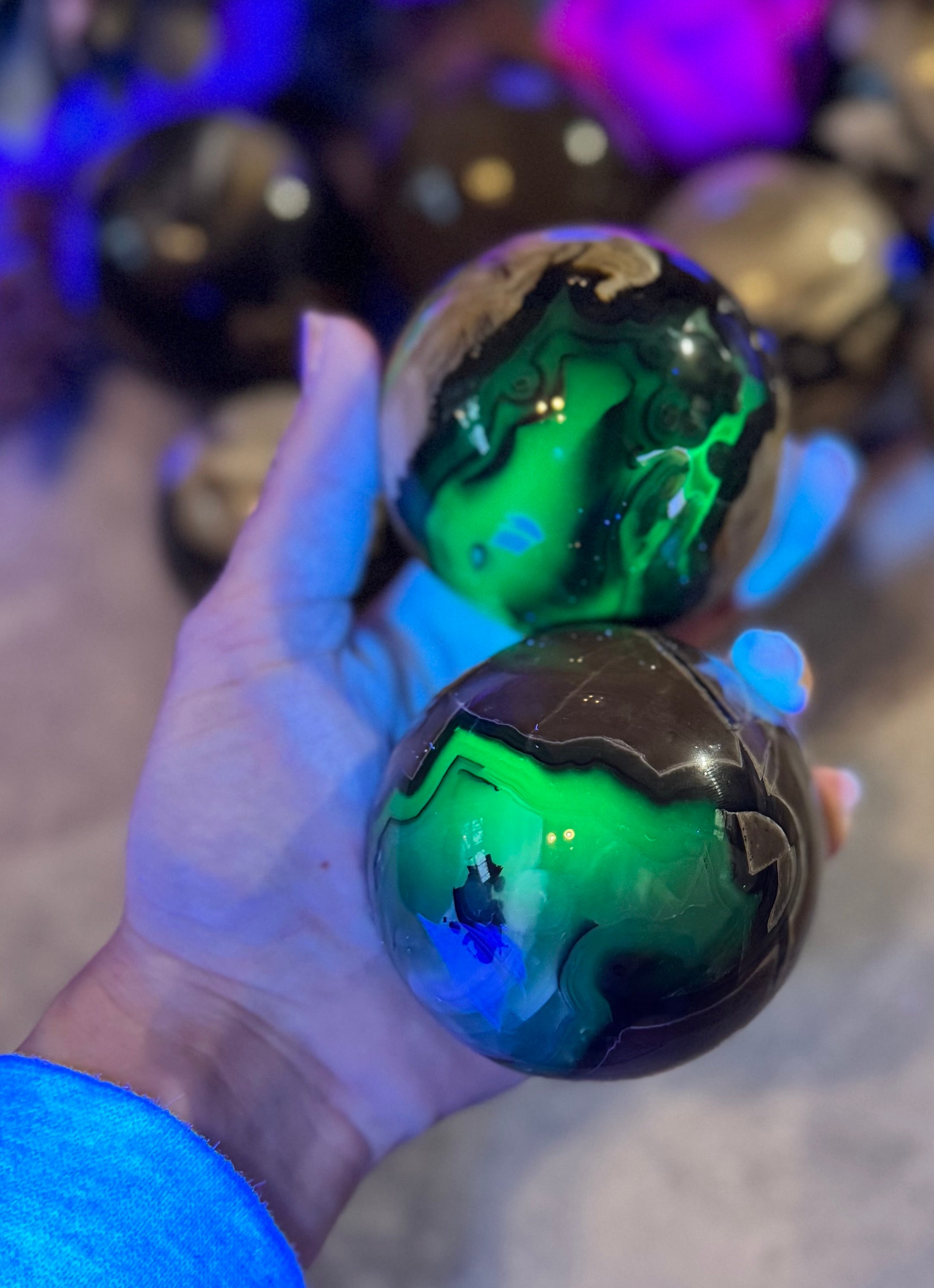 Volcano Agate Crystal Spheres, UV Fluorescent Crystal Balls – Mandala Gems