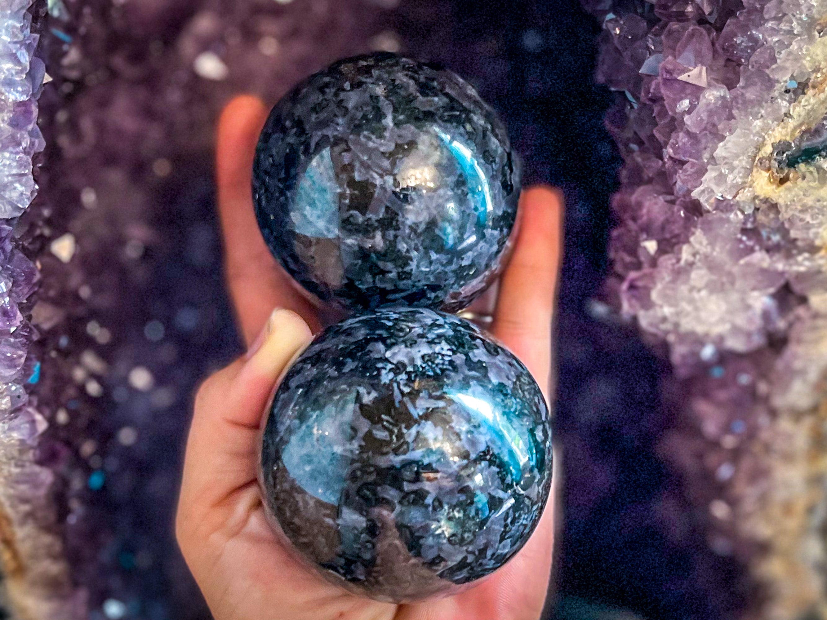 Ethically Sourced INDIGO GABBRO Crystal Ball – Mandala Gems